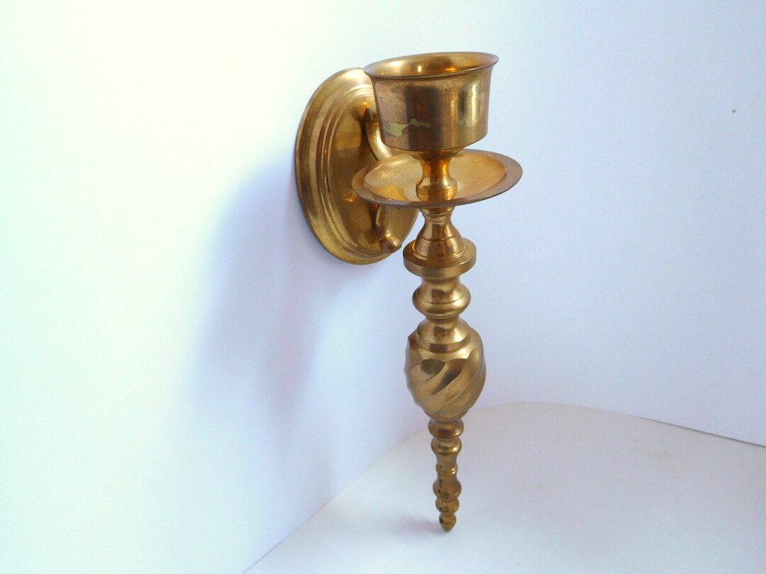 Vintage Solid Brass Wall Sconce Twist Pattern - Etsy