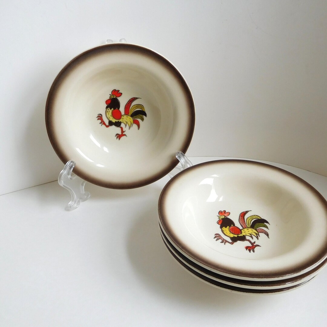 Vintage Metlox Poppytrail Rooster Small Bowls Set of Four - Etsy