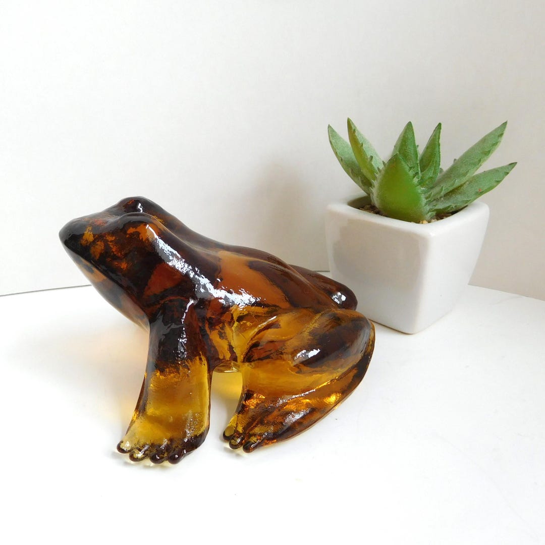 Vintage Glass Frog Figurine Honey Brown - Etsy