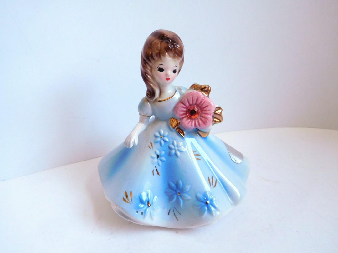 Vintage Josef Originals Blue Flower Girl October Birthday Figurine - Etsy