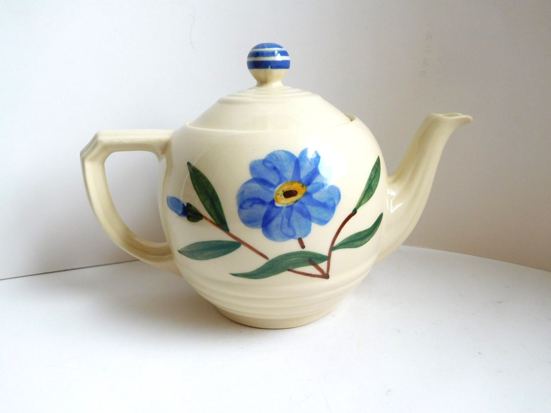 Vintage Shawnee Pottery Teapot With Blue Flowers 1940s - Etsy