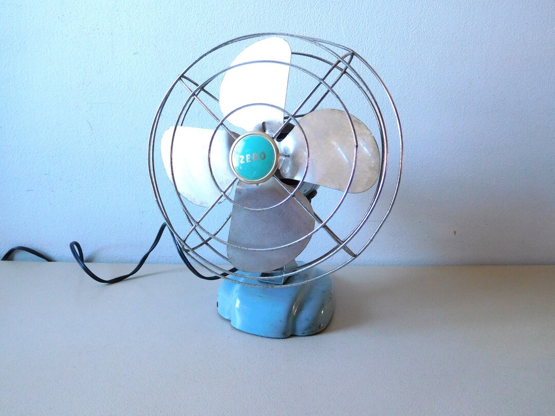 Vintage Zero Electric Table Fan Blue Metal 1950s - Etsy