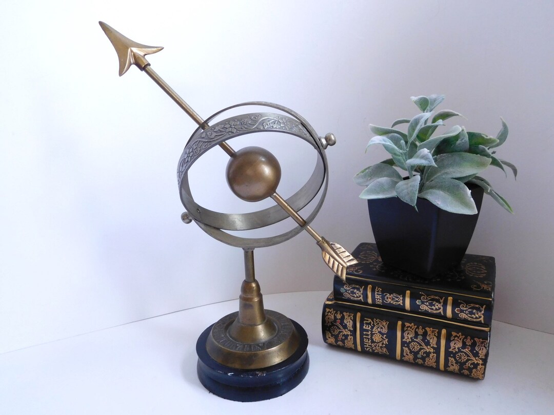 Vintage Brass and Wood Armillary Sphere - Etsy