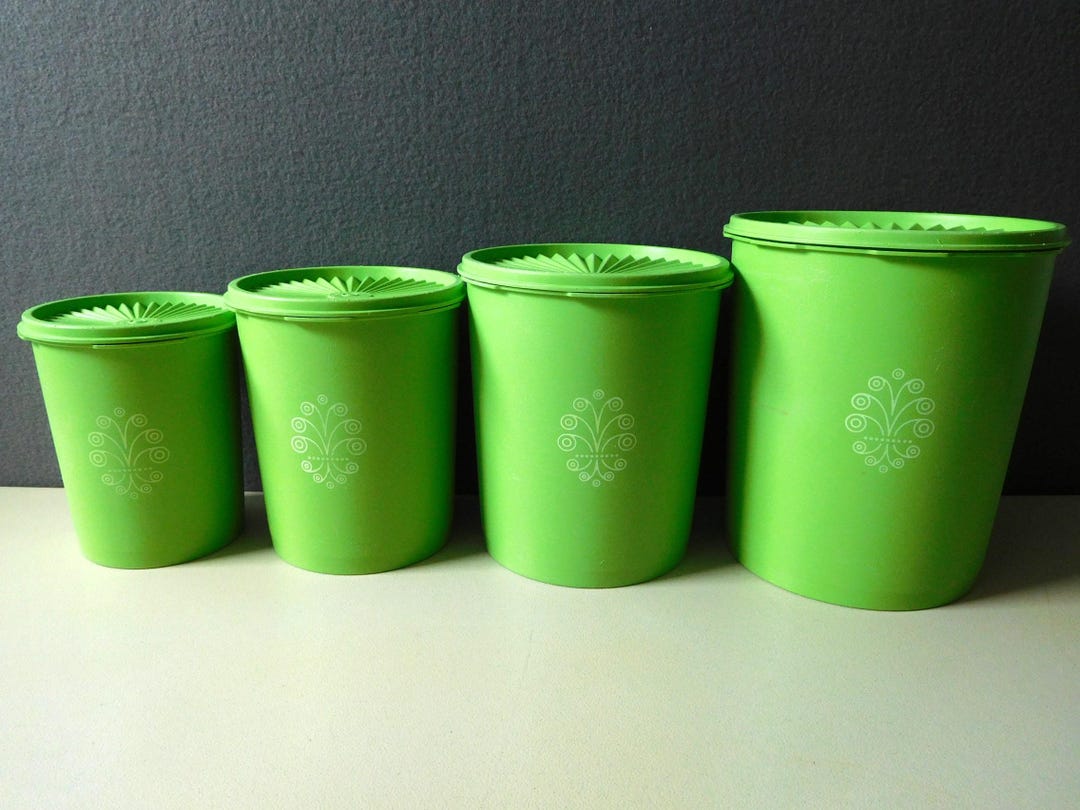 Vintage Green Tupperware Canisters Set of Four - Etsy