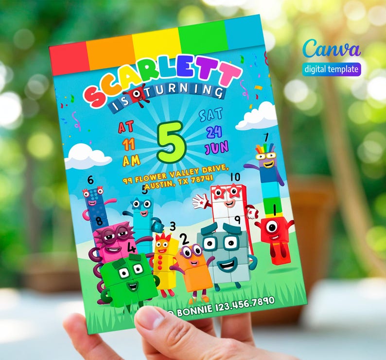 Numberblocks Birthday Invitation, Editable Printable Invitation ...