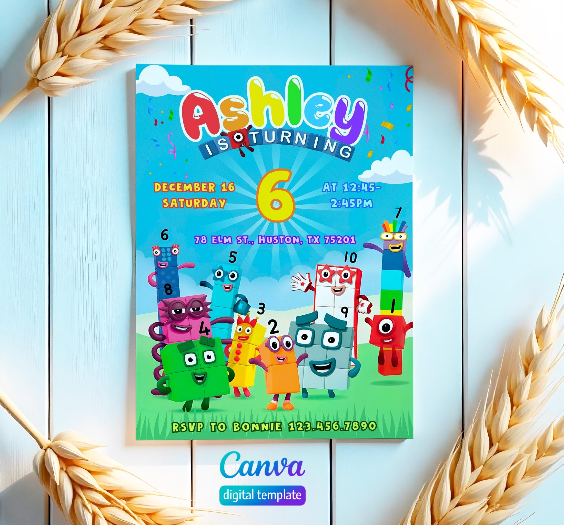 Numberblocks Birthday Invitation, Editable Printable Invitation ...