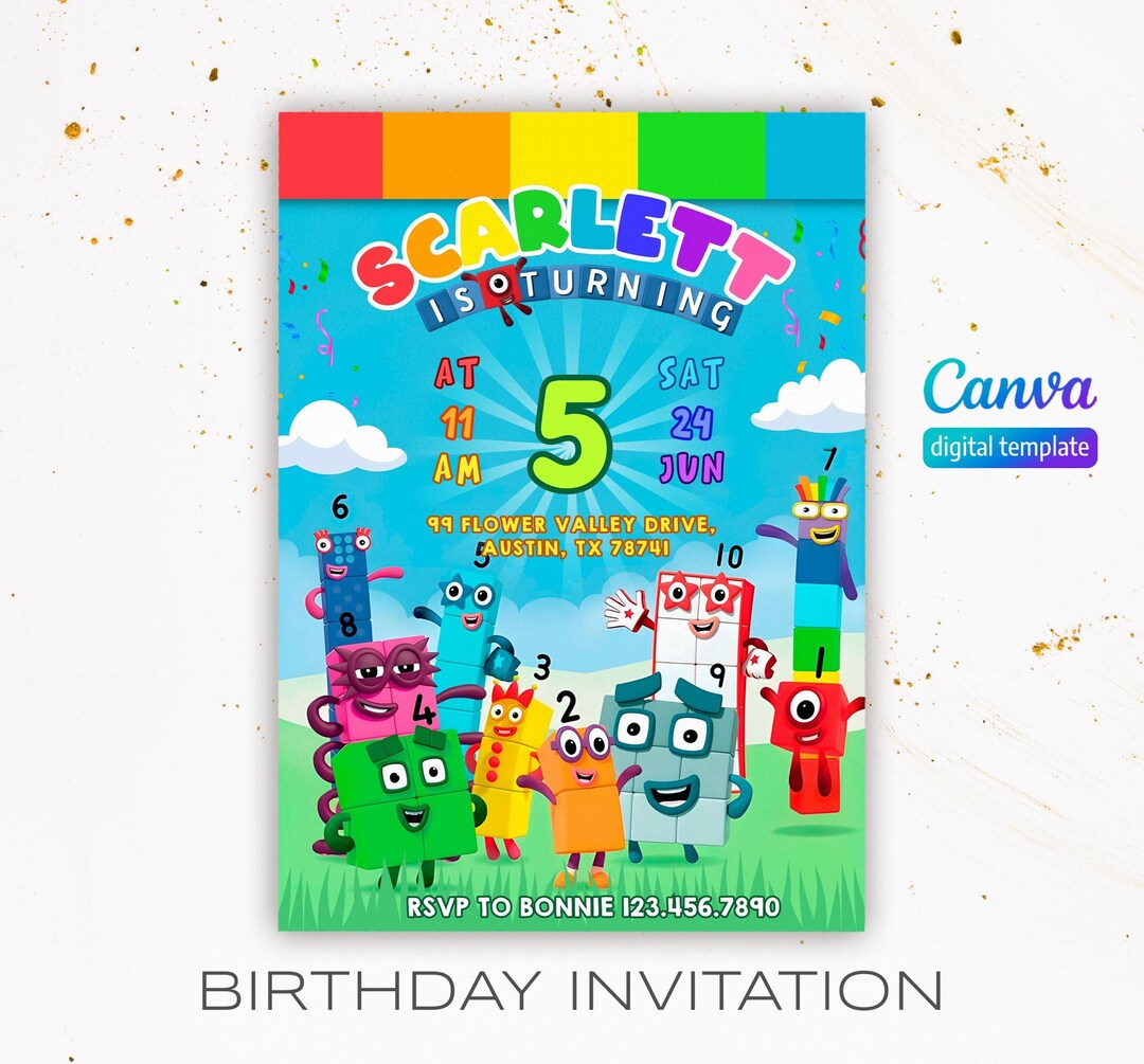 Numberblocks Birthday Invitation, Editable Printable Invitation ...