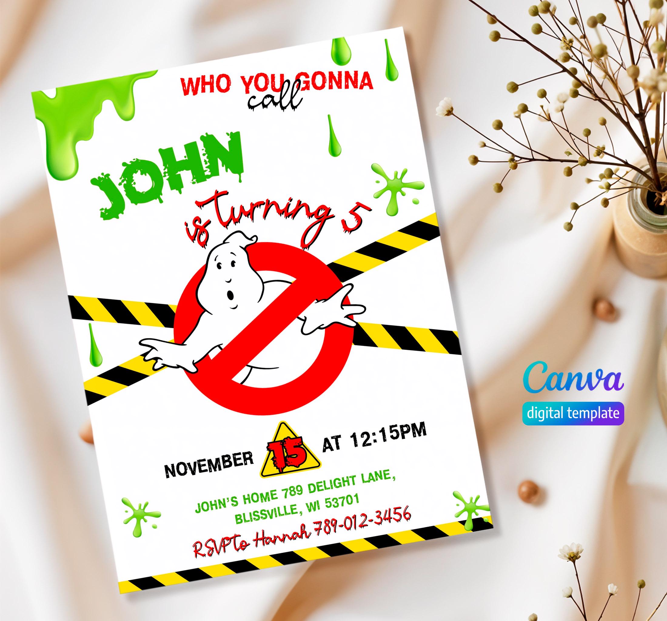 Ghostbusters Birthday Invitation, Printable Editable Invite, Frozen ...