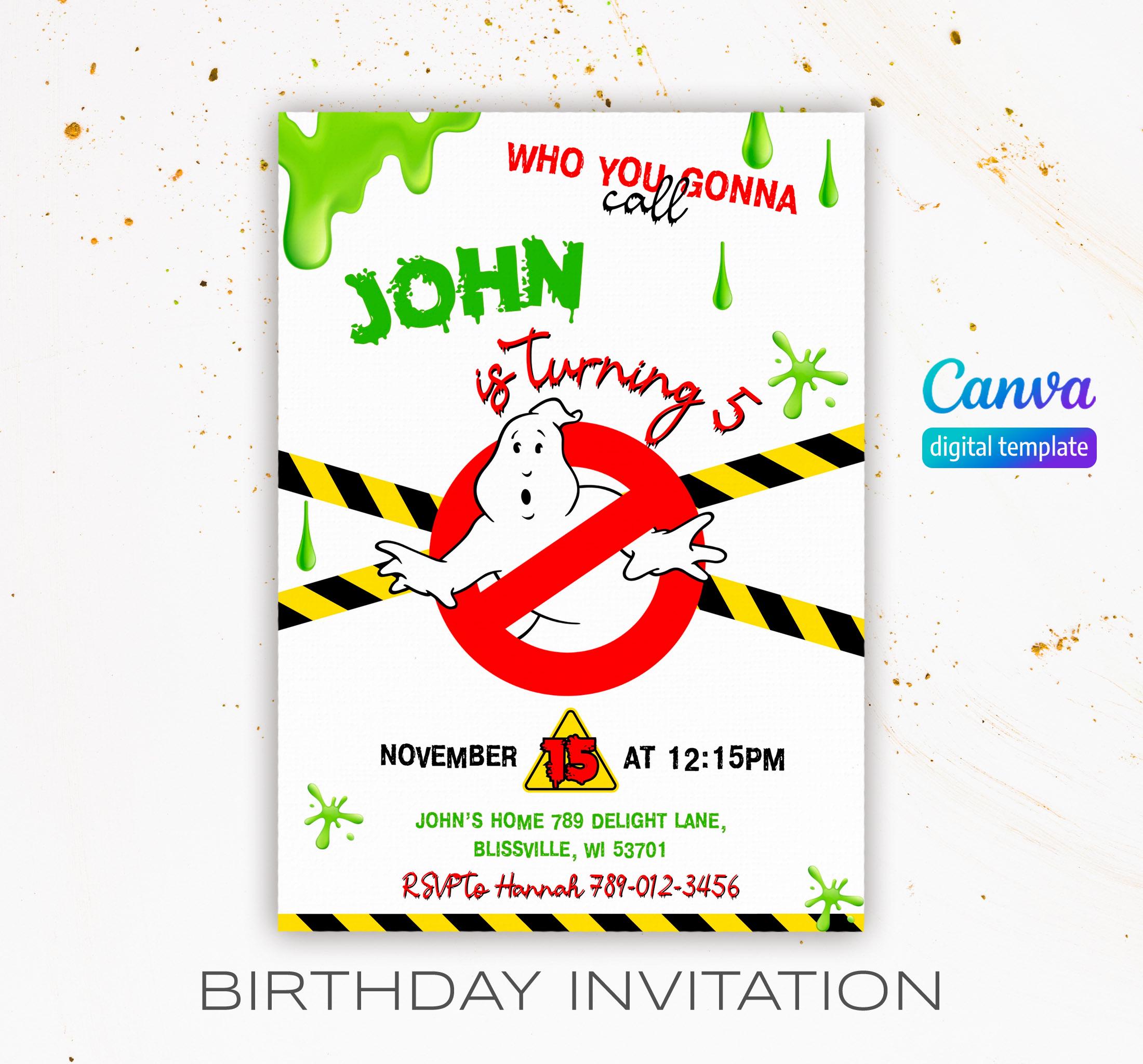 Ghostbusters Birthday Invitation, Printable Editable Invite, Frozen ...