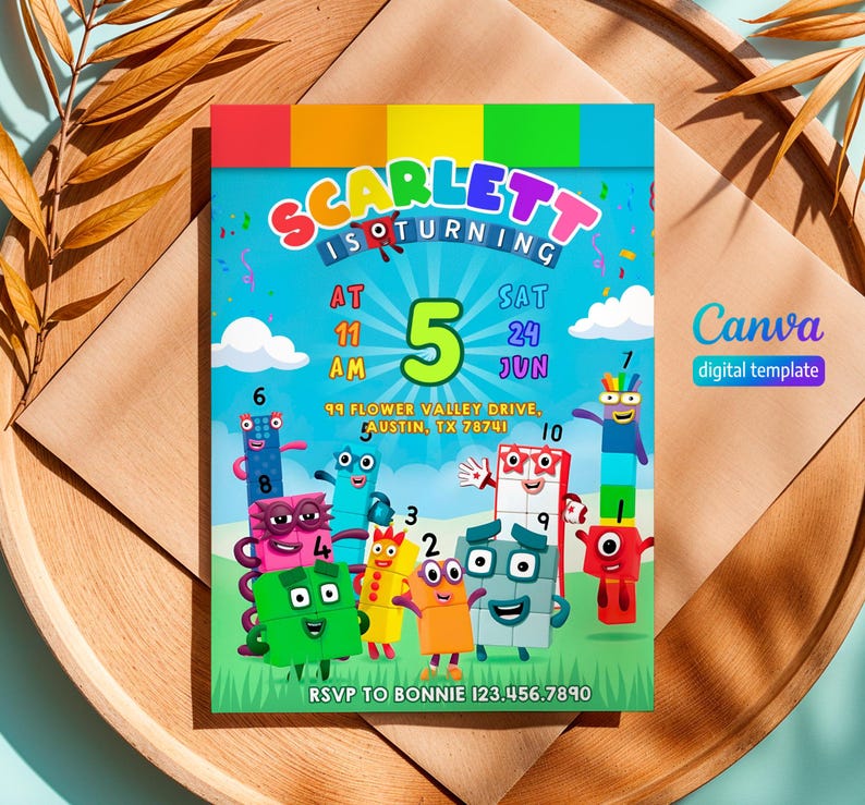Numberblocks Birthday Invitation, Editable Printable Invitation ...