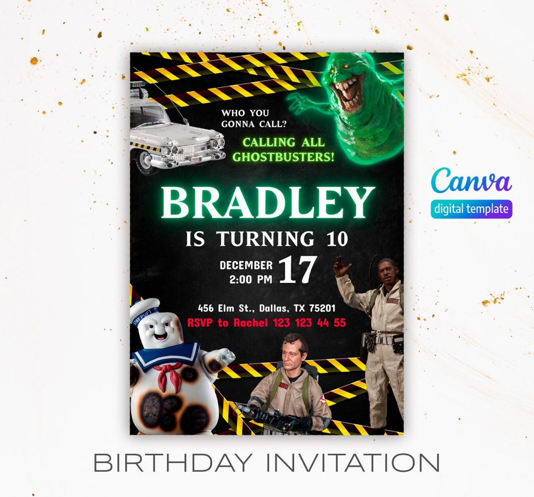 Ghostbusters Birthday Invitation, Printable Editable Invite, Frozen ...