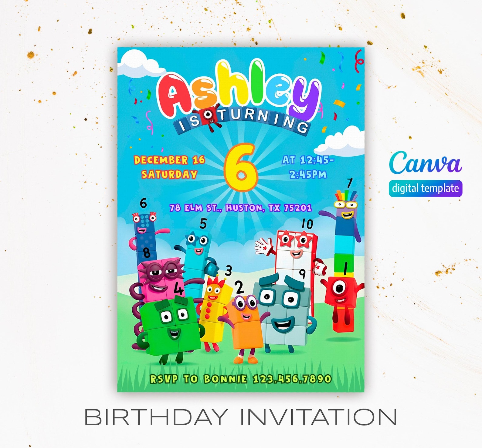 Numberblocks Birthday Invitation, Editable Printable Invitation ...