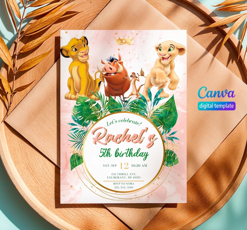 Simba Printable Birthday Invitation Template, Lion King Birthday Invite ...