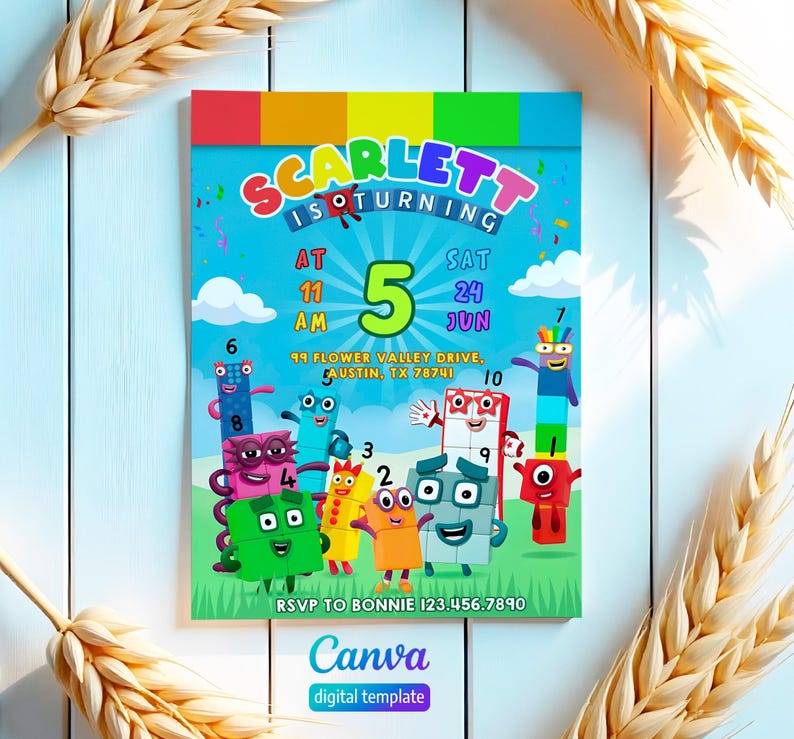 Numberblocks Birthday Invitation, Editable Printable Invitation ...