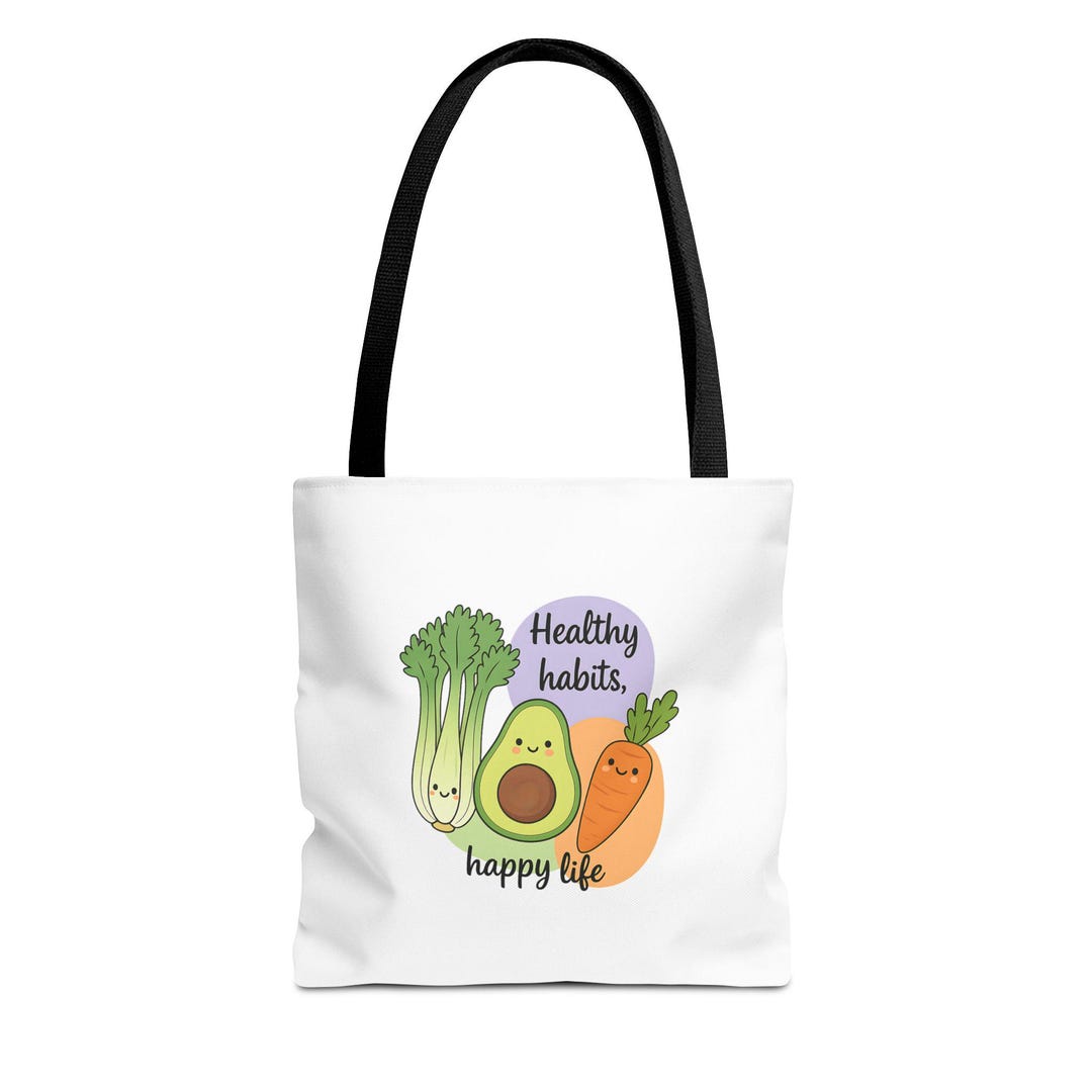 Healthy Habits Tote Bag - Motivational Eco-friendly Shopping Bag, Gift ...