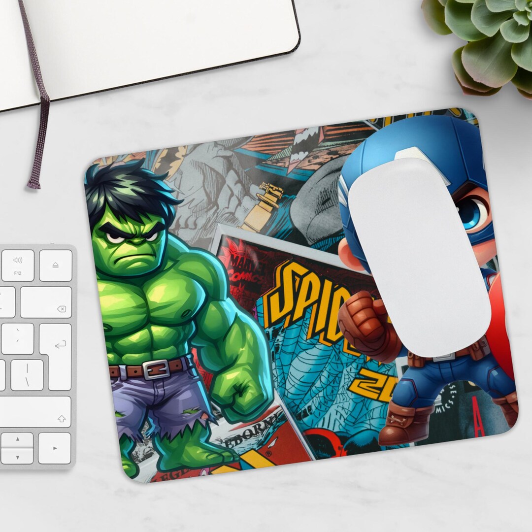 Superhero Mouse Pad, Cute Comic Character Desk Accessory, Gamer Gift ...
