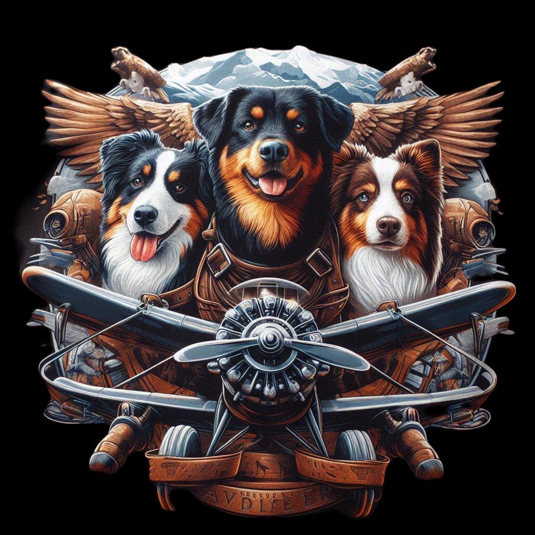 Adventure Awaits: Trio of Aviator Dogs Art Print - Etsy