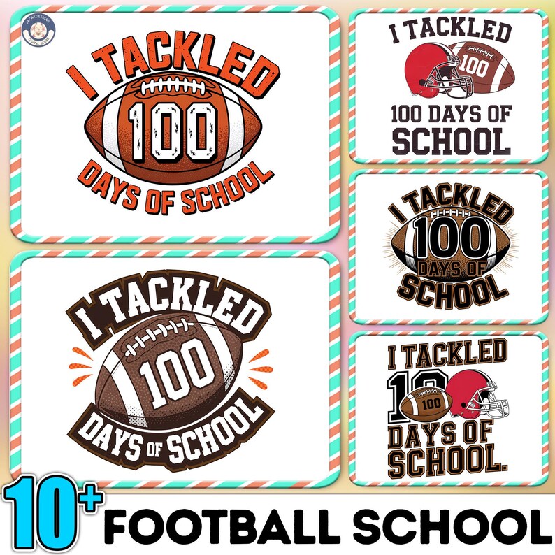 10+ I Tackled 100 Days of School Football Clipart Bundle, 100 Days Boy ...