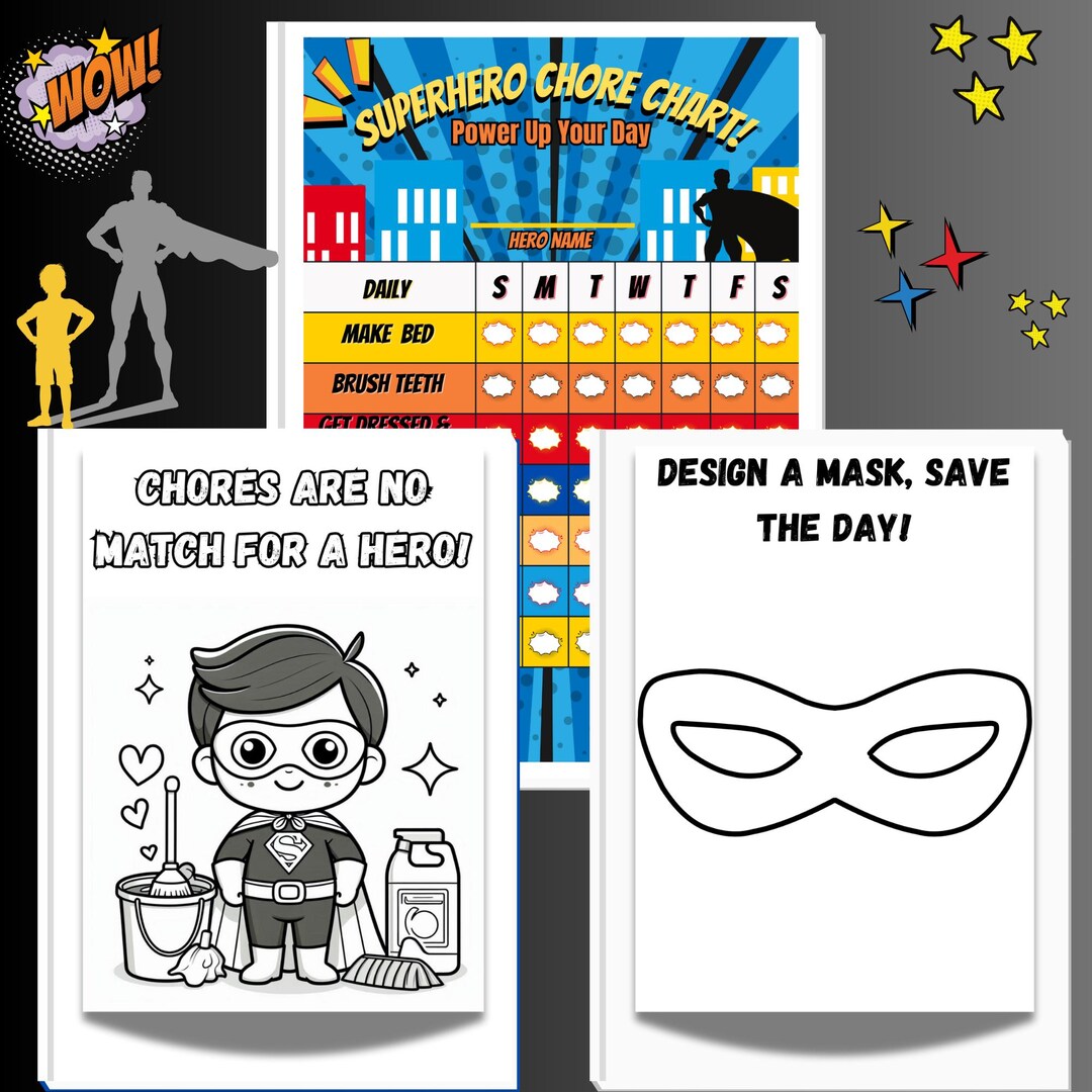 Ultimate Superhero Activity Bundle: Chore Chart, Coloring, and Fun - Etsy