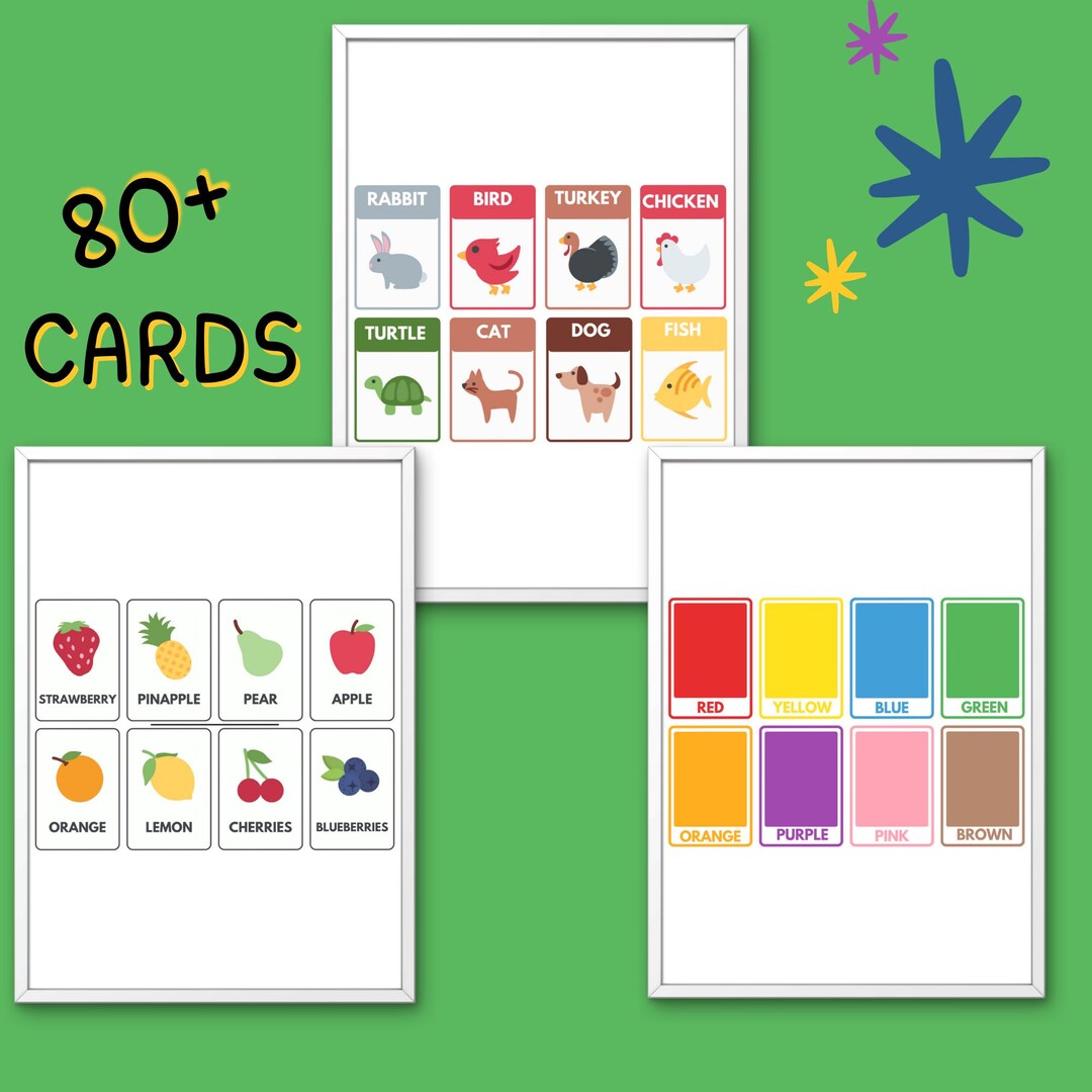 English Color Flash Cards Learn Colors, Numbers, Animals, Body Parts ...
