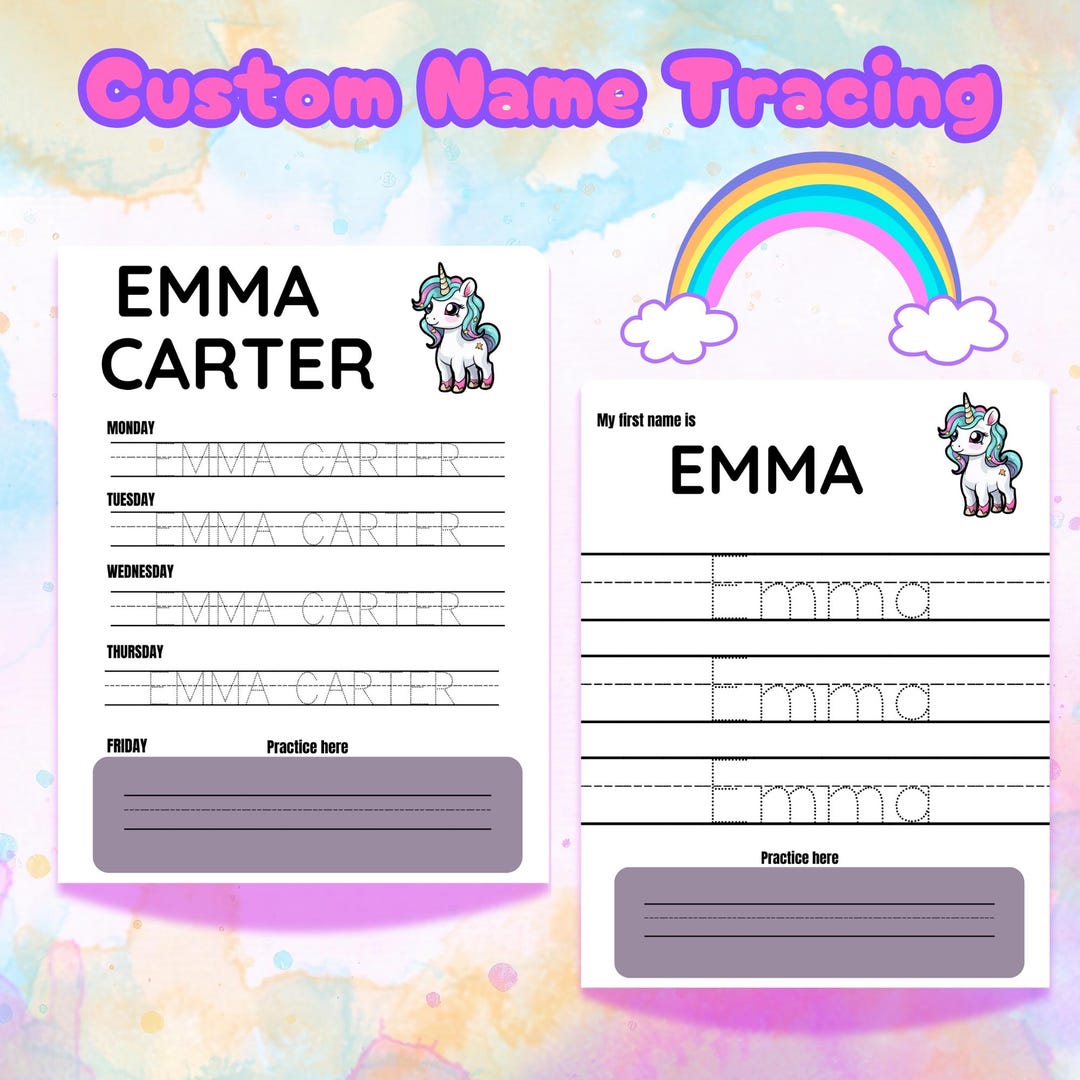 Custom Name Tracing Sheets for Girls – Personalized Name Practice ...