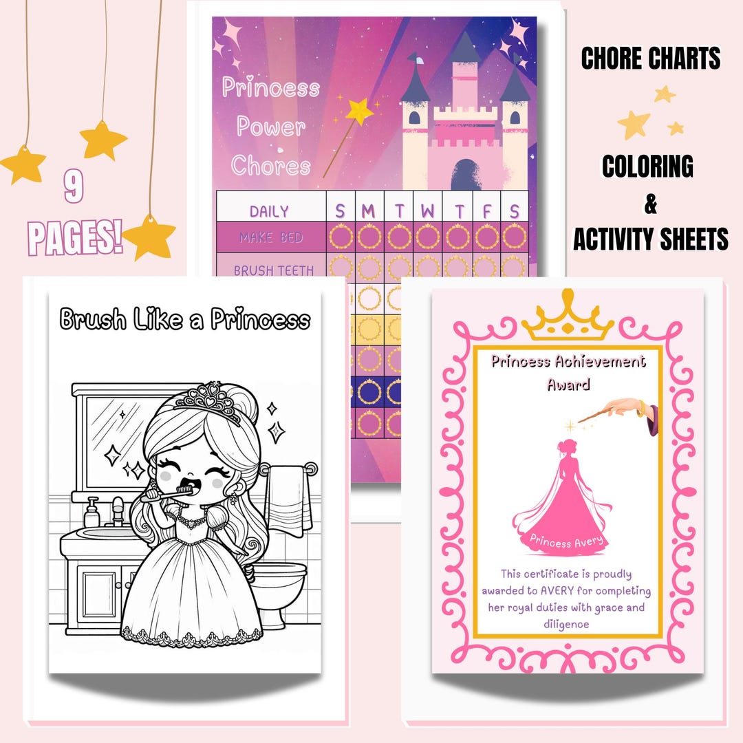 Princess Chore Chart Bundle | Printable Royal Rewards System for Kids ...