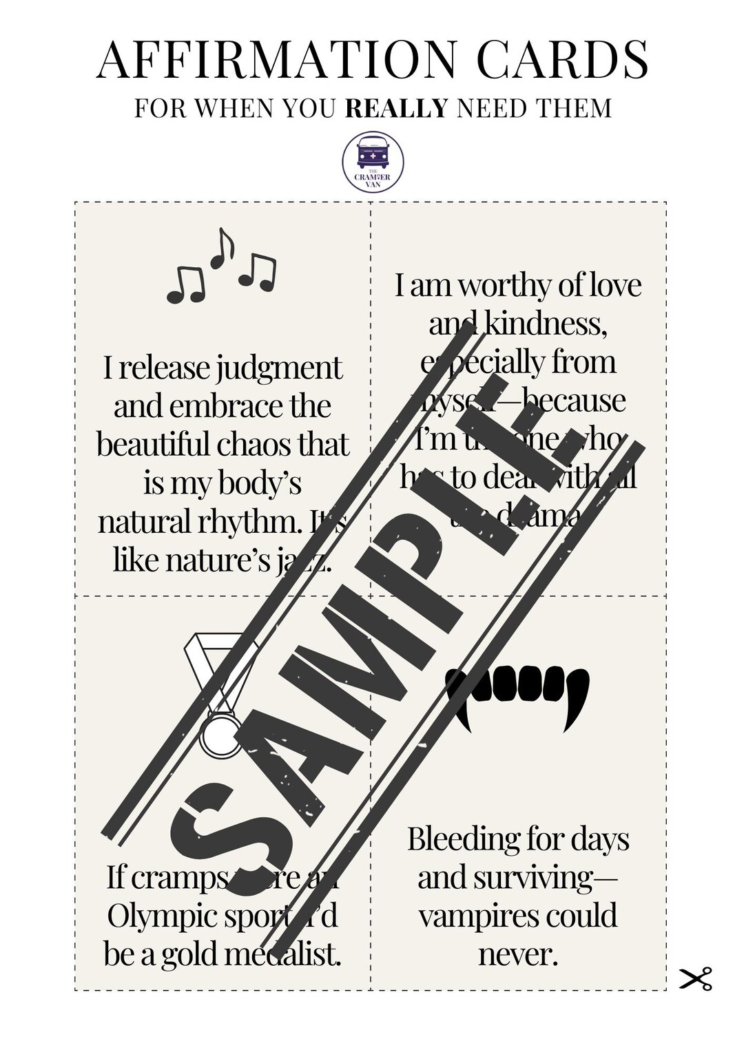 56 Printable Affirmation Cards for That Time of the Month Funny ...