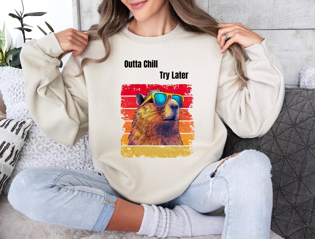 Outta Chill Try Later Capybara Sweatshirt, Fun & Chill Pullover, Quirky ...