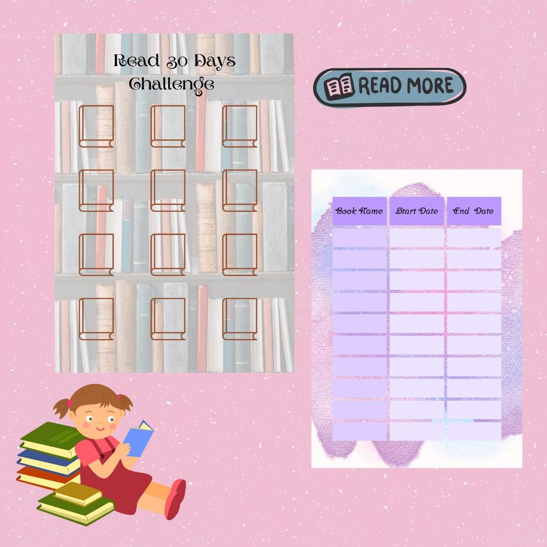 30-day Reading Challenge Printable Track Your Reading Goals Digital ...