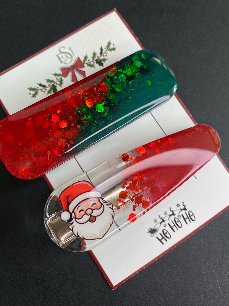 Red Glitter Christmas Hair Clip Set – Santa Holiday Barrettes - Etsy