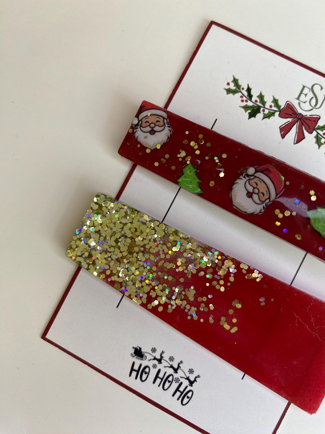 Red Glitter Christmas Hair Clip Set – Santa Holiday Barrettes - Etsy