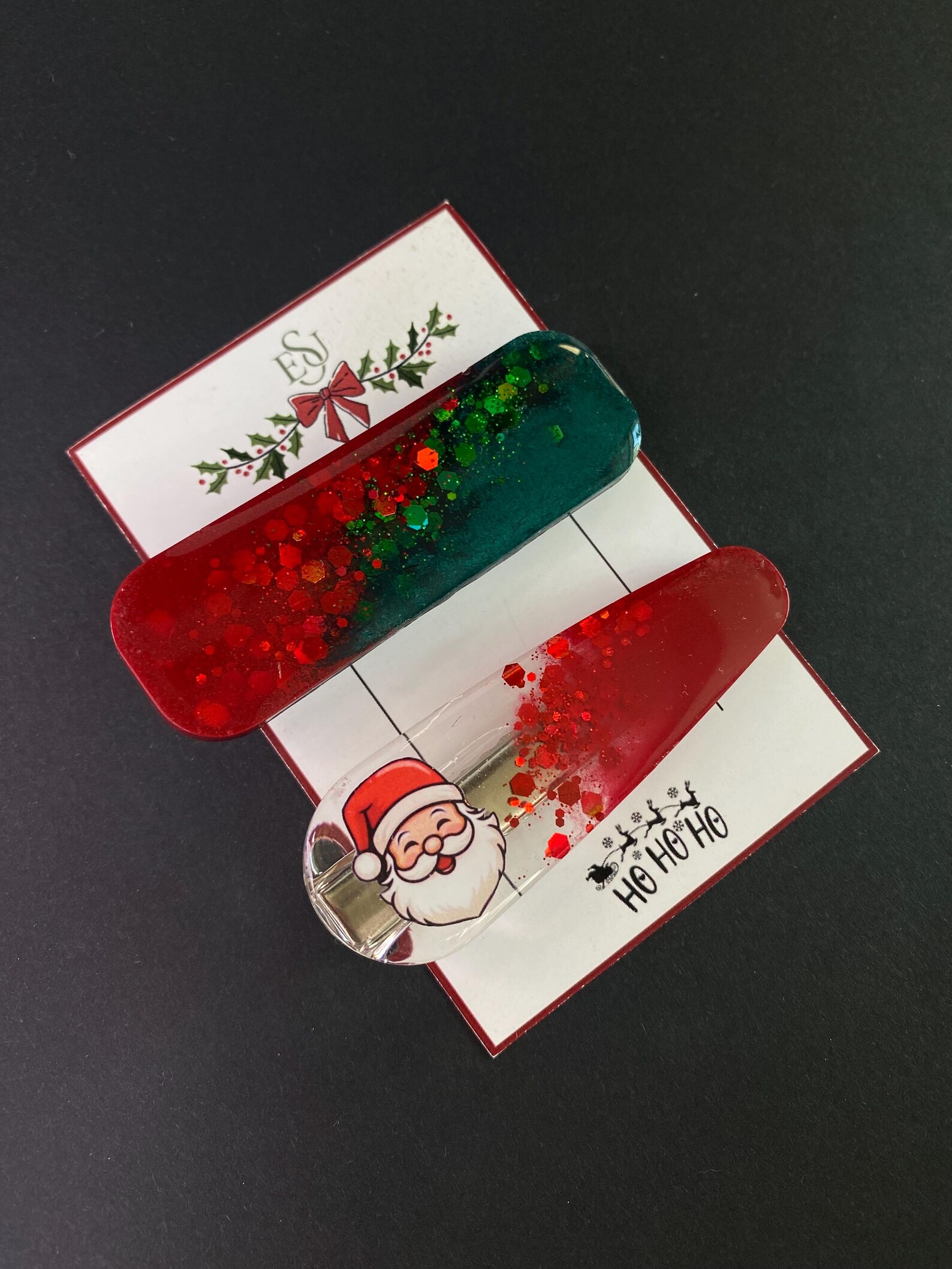 Red Glitter Christmas Hair Clip Set – Santa Holiday Barrettes - Etsy