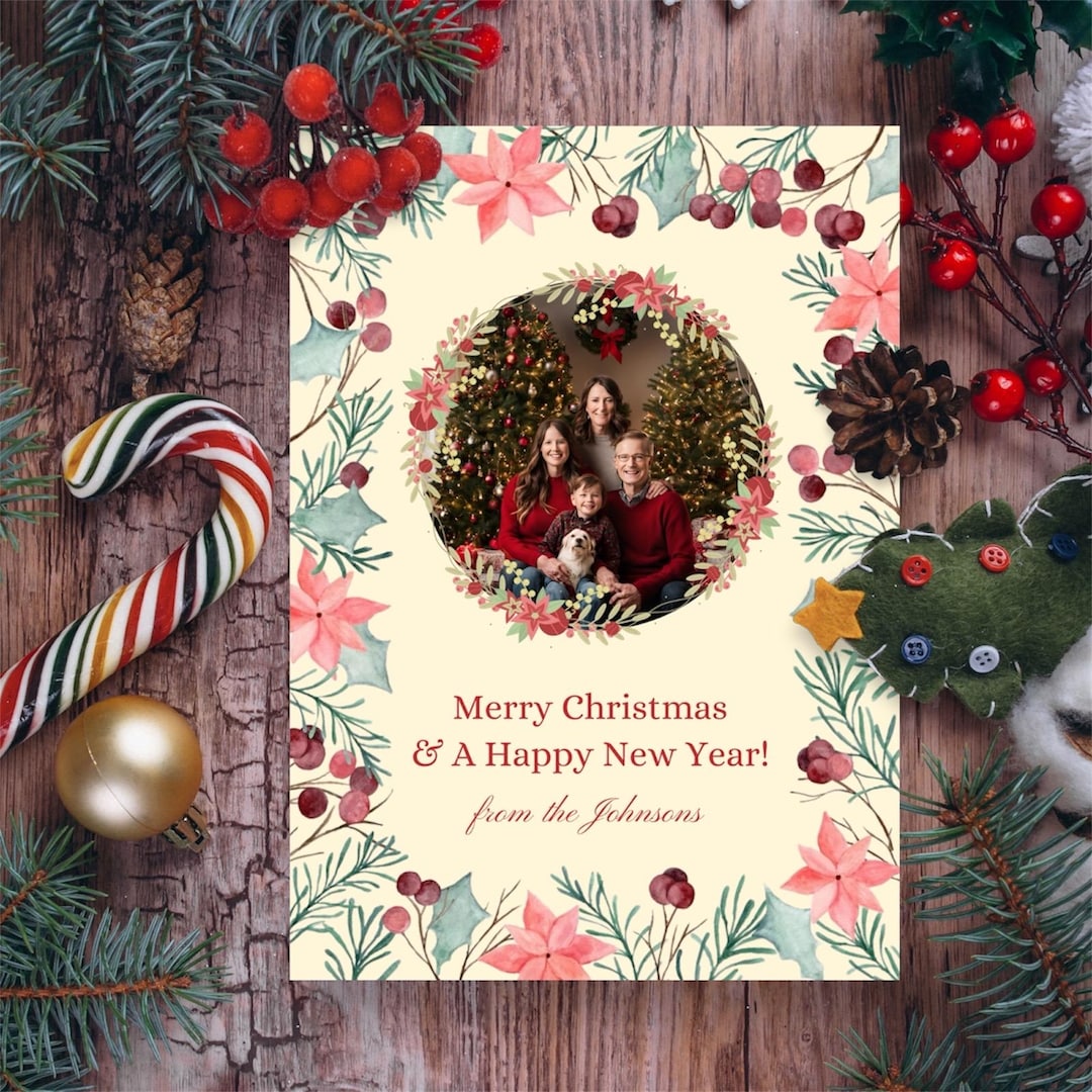 Customizable Christmas Card Template Personalized Holiday Greeting Card ...