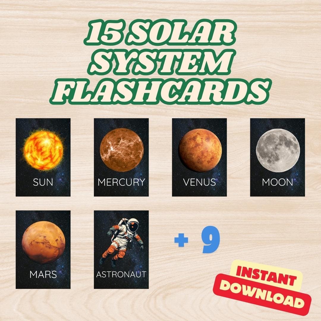 15 Solar System Flashcards, Planets Flashcards, Solar System ...