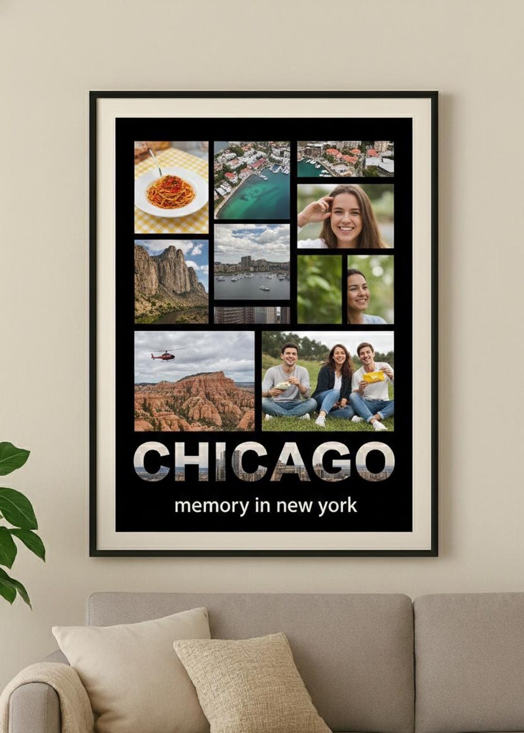 Editable CHICAGO Photo Collage Template – Custom City Travel Memory ...