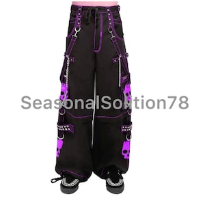 Men’s Handmade Purple Super Skull Gothic Cyber Chain Black Pant| Punk ...