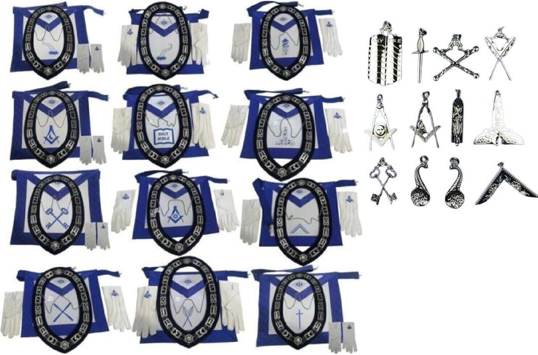 Set of 12 Masonic Blue Lodge Officer Officers Set – Includes 12 Aprons ...