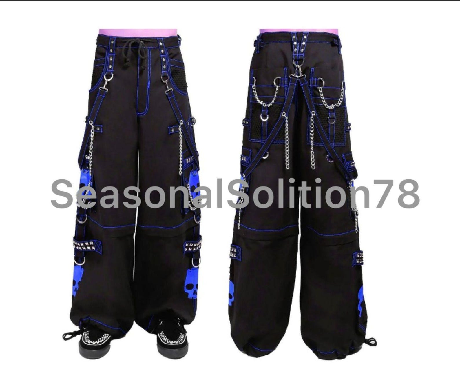 Gothic Pant Pink Super Skull Gothic Cyber Chain Goth Jeans Punk Rock ...