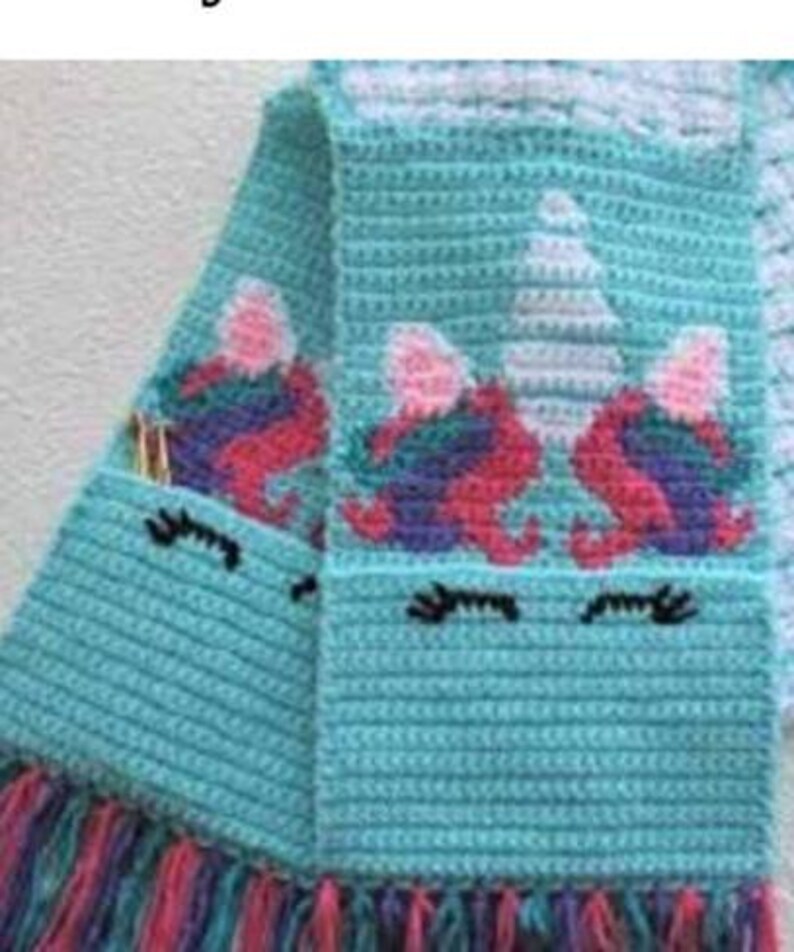 Crochet Pattern, Scarf Pocket Pattern, Unicorn Scarf Pattern, Crochet ...