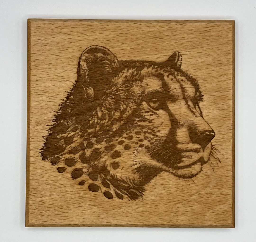 Cheetah Engraved Beech Wood Wall Art - Etsy
