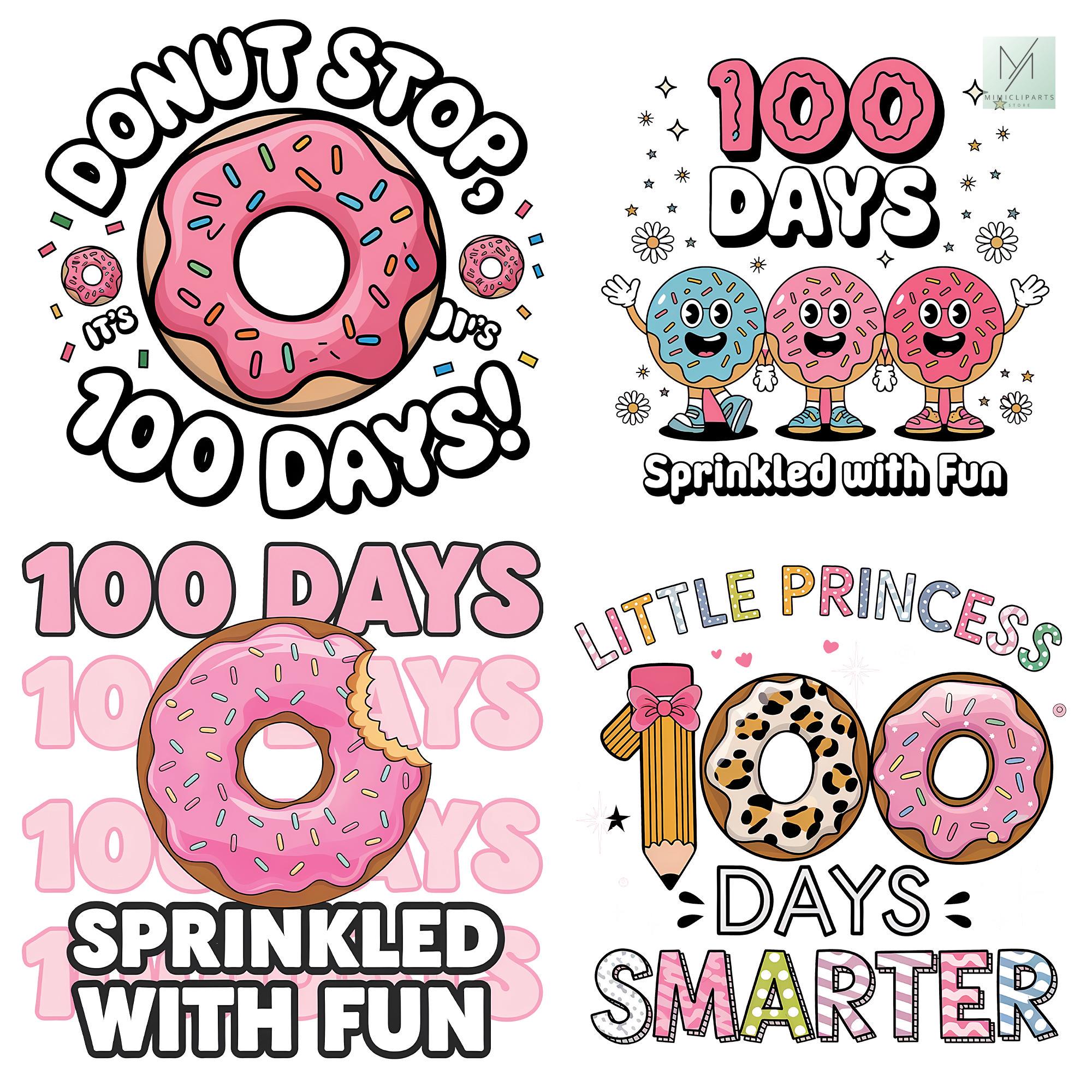 100 Days Sprinkled With Fun Clipart Bundle, 10 PNG 100 Days O School ...