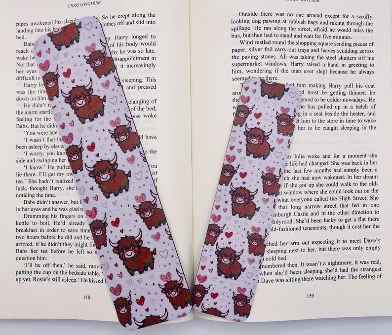 Valentines Highland Cow Bookmark, Love Heart Bookmark, Highland Cow ...