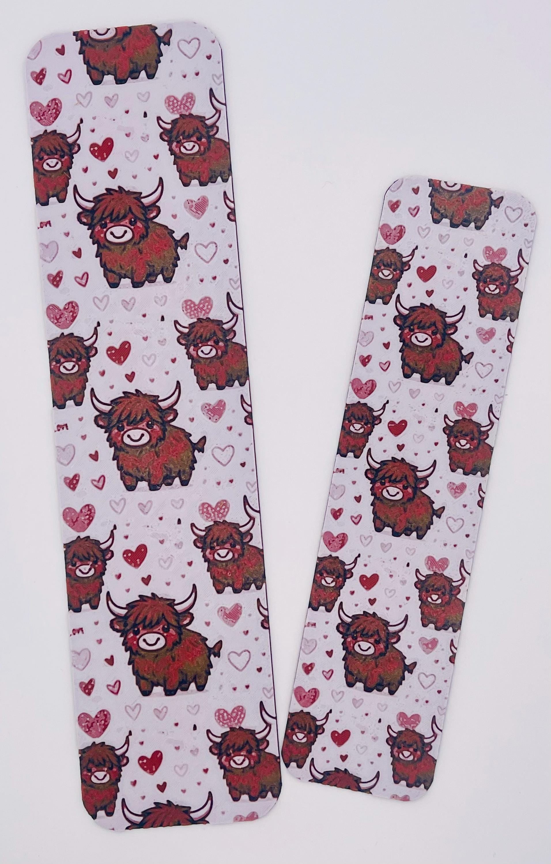 Valentines Highland Cow Bookmark, Love Heart Bookmark, Highland Cow ...