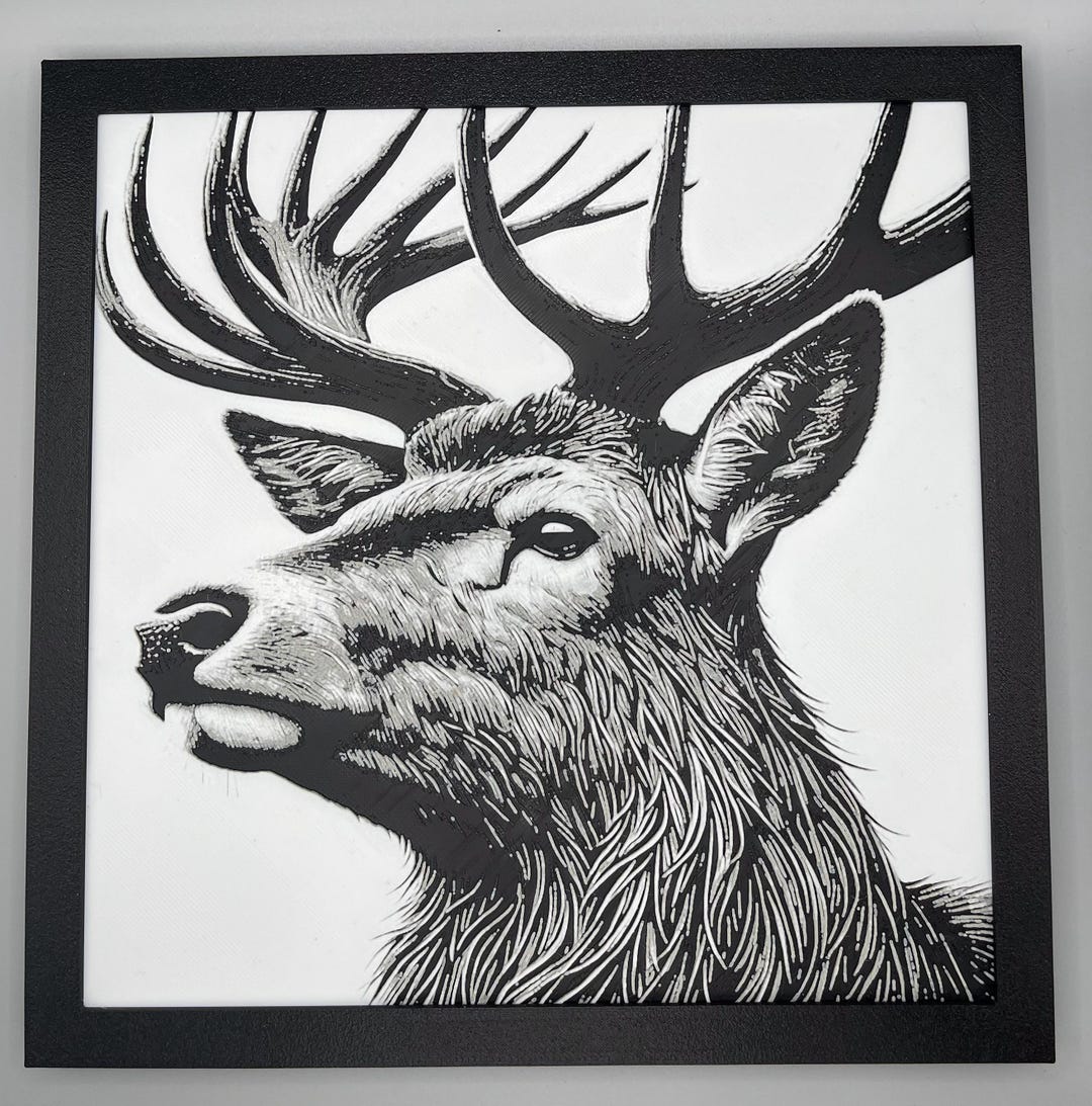 3D Print Scottish Stag – Textured Wall Art, Highland Design, Black ...