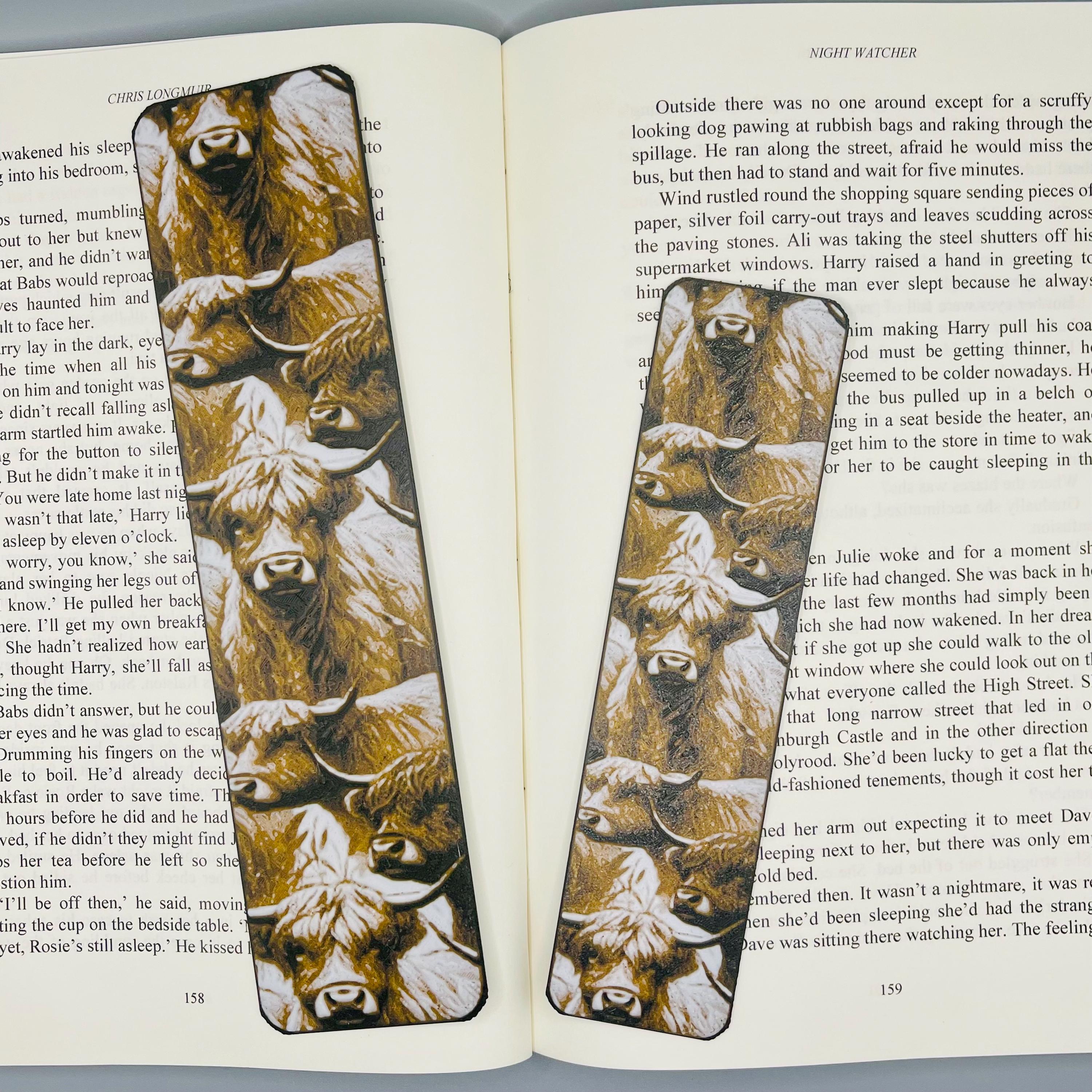 Highland Cow Bookmark, 3D Printed Textured Design, Rustic Cow Lover ...