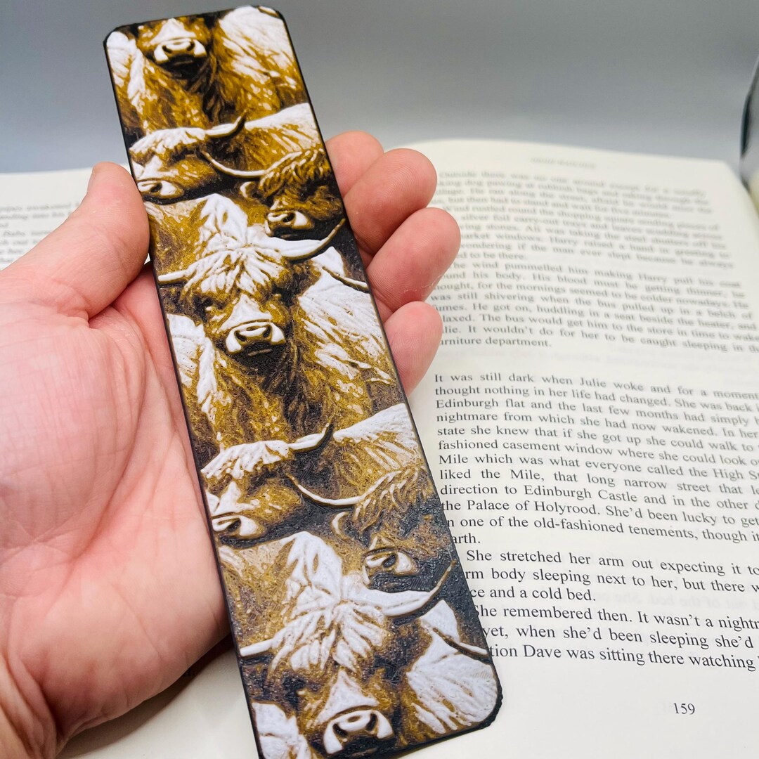 Highland Cow Bookmark, 3D Printed Textured Design, Rustic Cow Lover ...