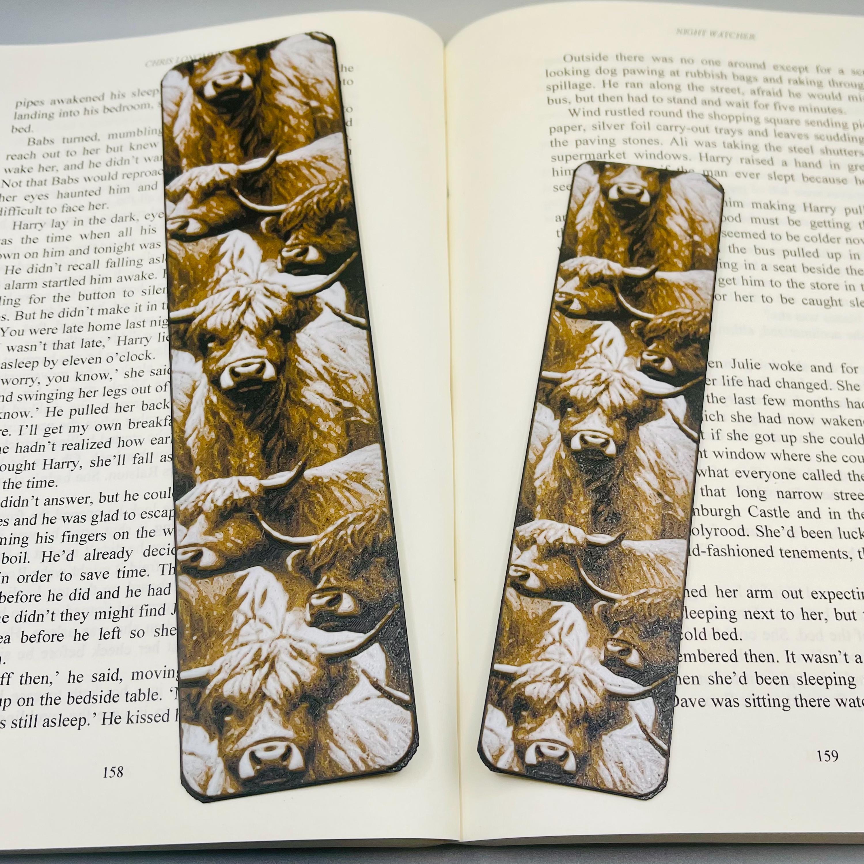 Highland Cow Bookmark, 3D Printed Textured Design, Rustic Cow Lover ...