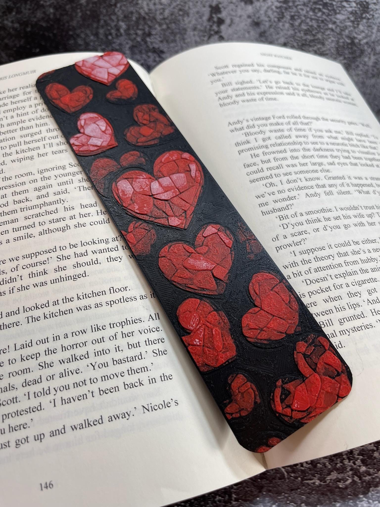 Valentine’s Day Love Heart Bookmark, 3D Printed Textured Design, Large ...