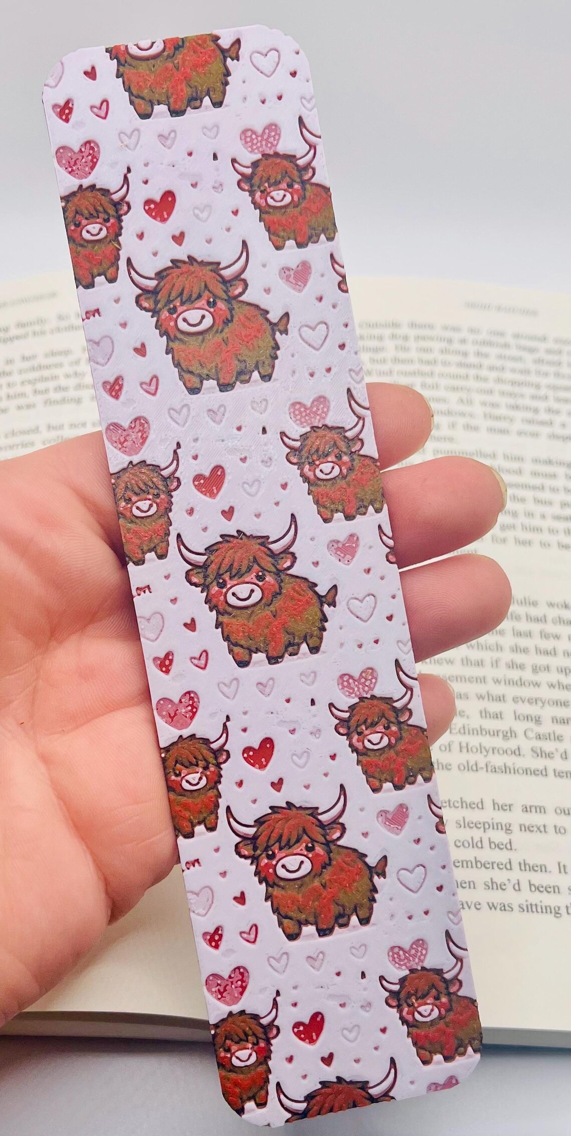 Valentines Highland Cow Bookmark, Love Heart Bookmark, Highland Cow ...