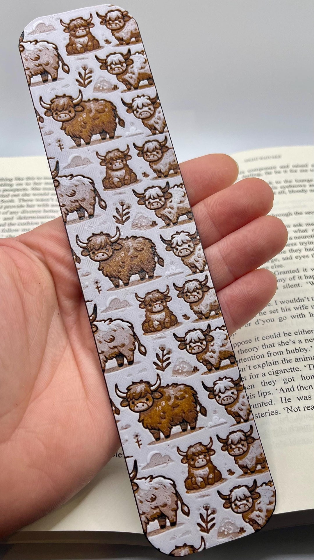 Highland Cow Bookmark, Bookmark, Highland Cow Gift, Textured Bookmark ...